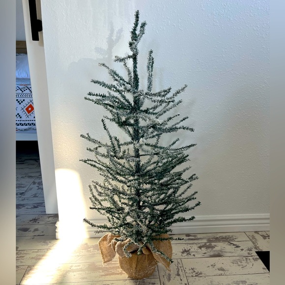 Holiday | Flocked Mini Christmas Tree With Burlap Stand | Poshmark